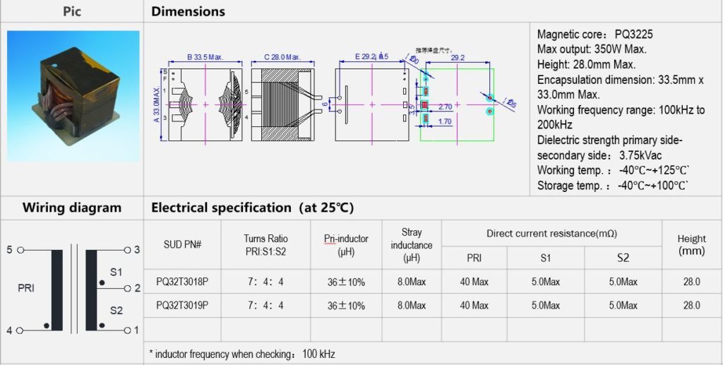 Vehicle-Mounted Planar Transformer - 100kHz to 200kHz | Planar ...